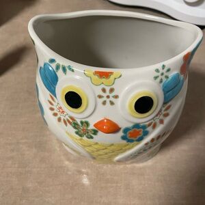 Pier 1 | Art | Pier Hand Painted Yellow And Blue Ceramic Owl Vase Or ...